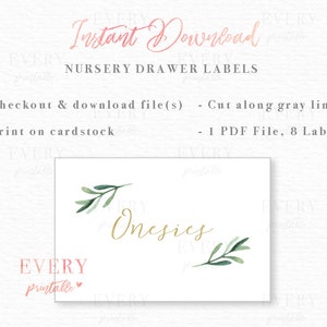 Green Leaf Drawer Labels Baby Labels Closet Organizer Baby - Etsy