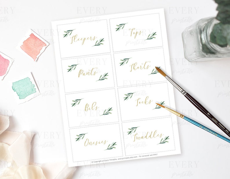 Green Leaf Drawer Labels Baby Labels Closet Organizer Baby | Etsy