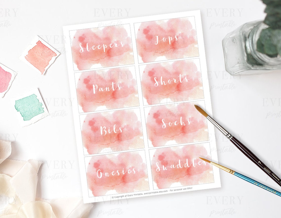 Pink Blush Drawer Labels Baby Labels Closet Organizer - Etsy
