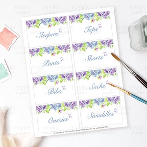 Hydrangea Flowers Drawer Labels Greenery Baby Labels Closet - Etsy
