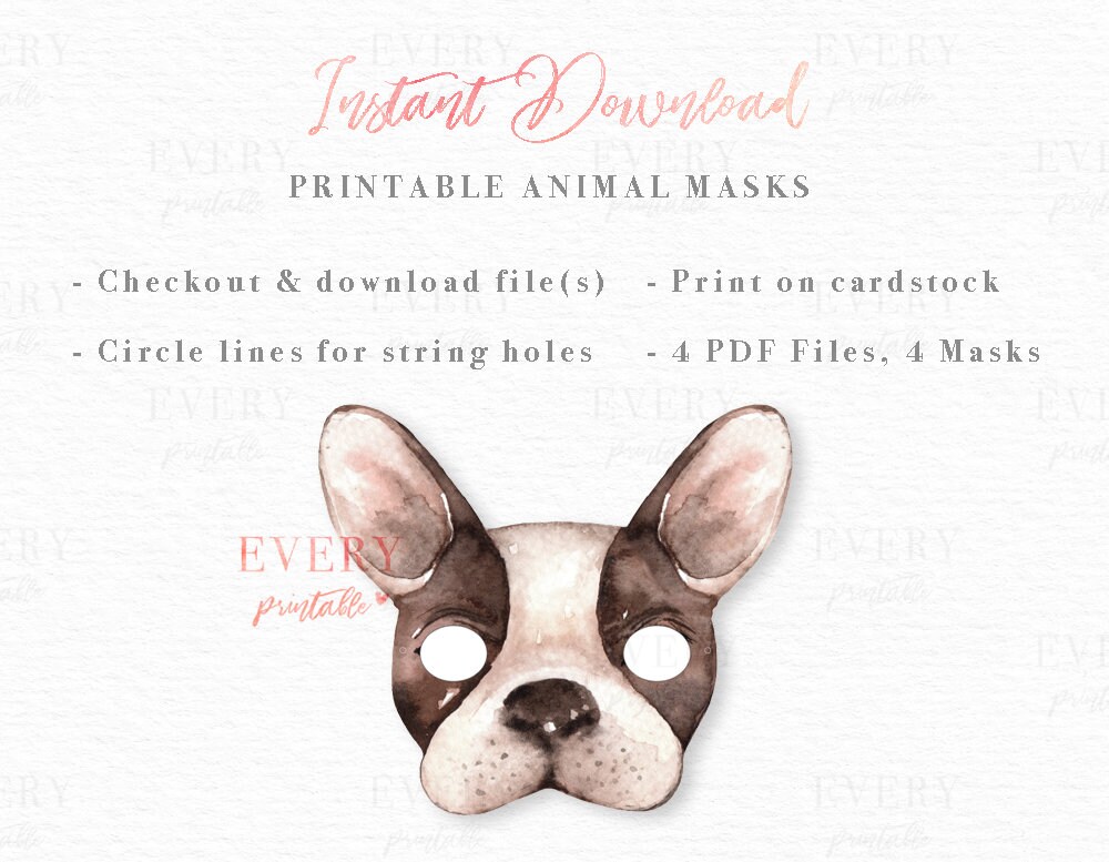 Dog Breed Printable Masks Kids Mask Animal Prints Baby | Etsy