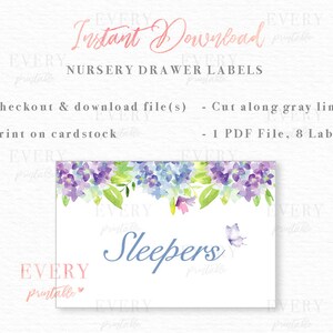 Hydrangea Flowers Drawer Labels Greenery Baby Labels Closet - Etsy
