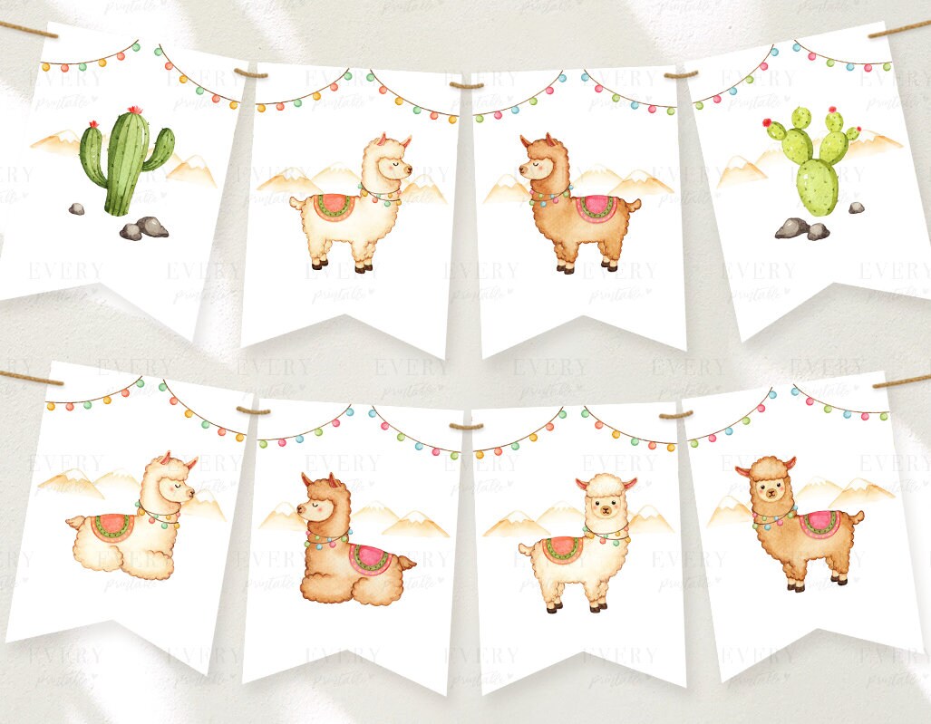 Alpaca Printable Banner Lama Boho Baby Shower Baby Shower | Etsy
