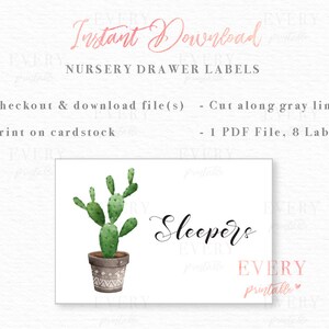 Cactus Drawer Labels Baby Labels Closet Organizer Baby - Etsy