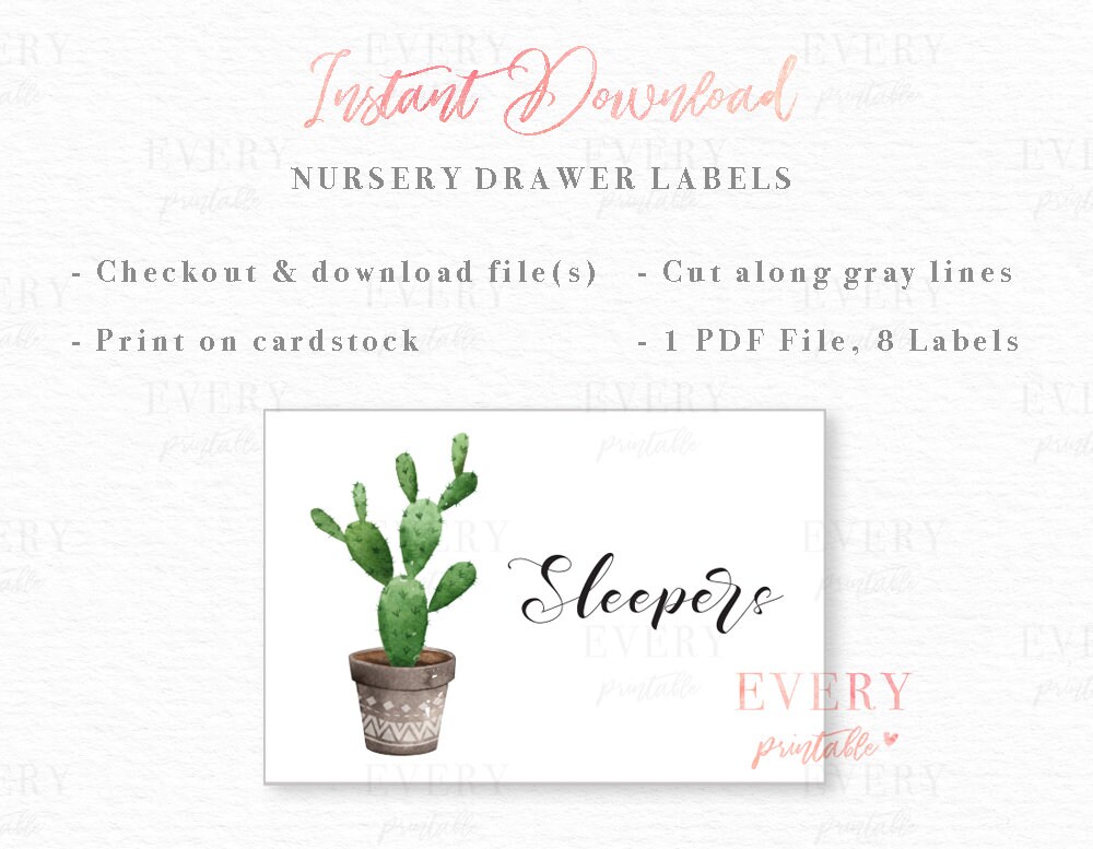 Cactus Drawer Labels Baby Labels Closet Organizer Baby | Etsy