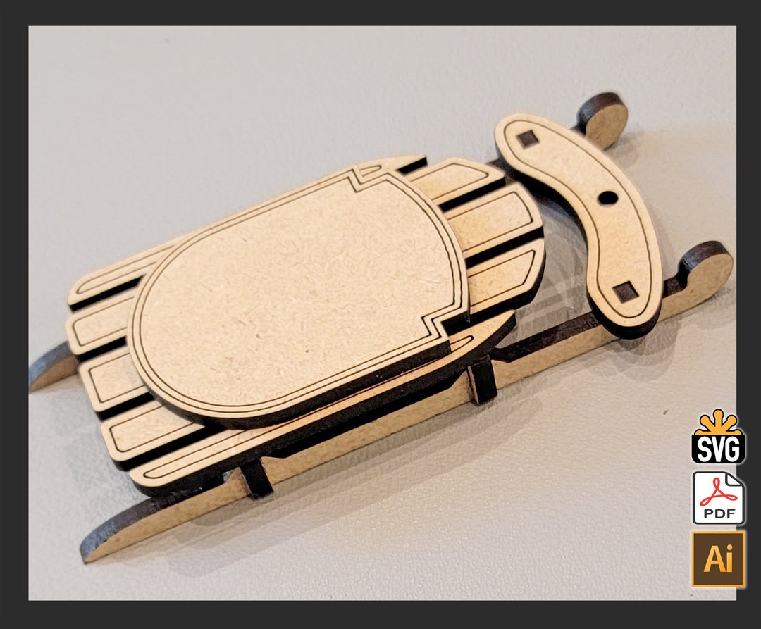 Holiday Sled Ornament for Laser Cutters With 4 Design Badges - (digital ...