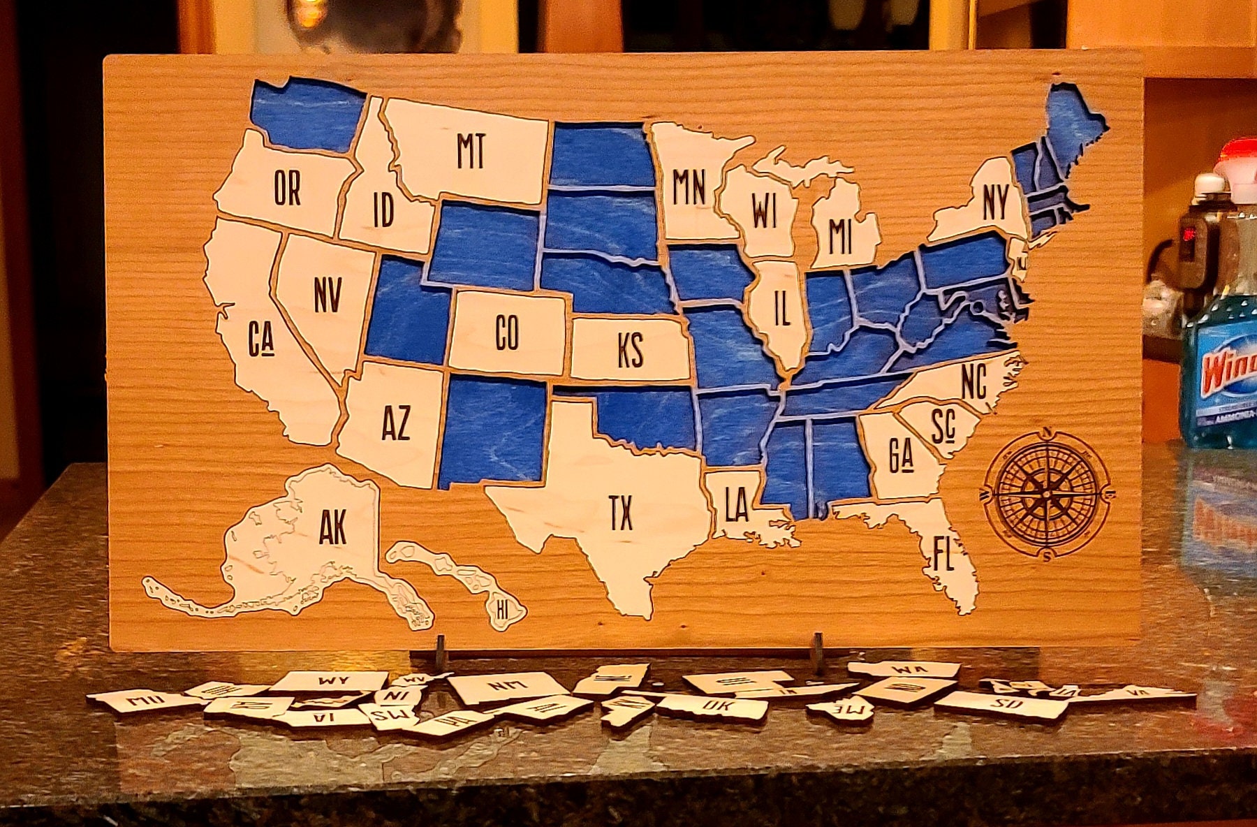 United States Travel Map Puzzle Laser Template digital - Etsy