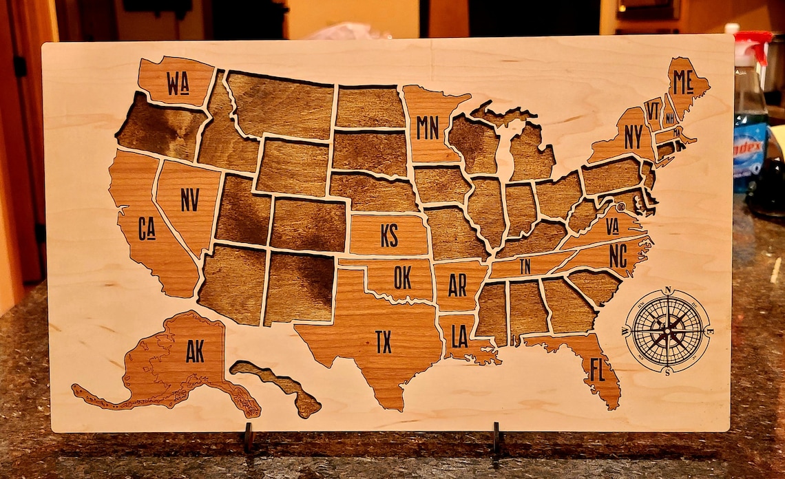 United States Travel Map Puzzle Laser Template digital - Etsy