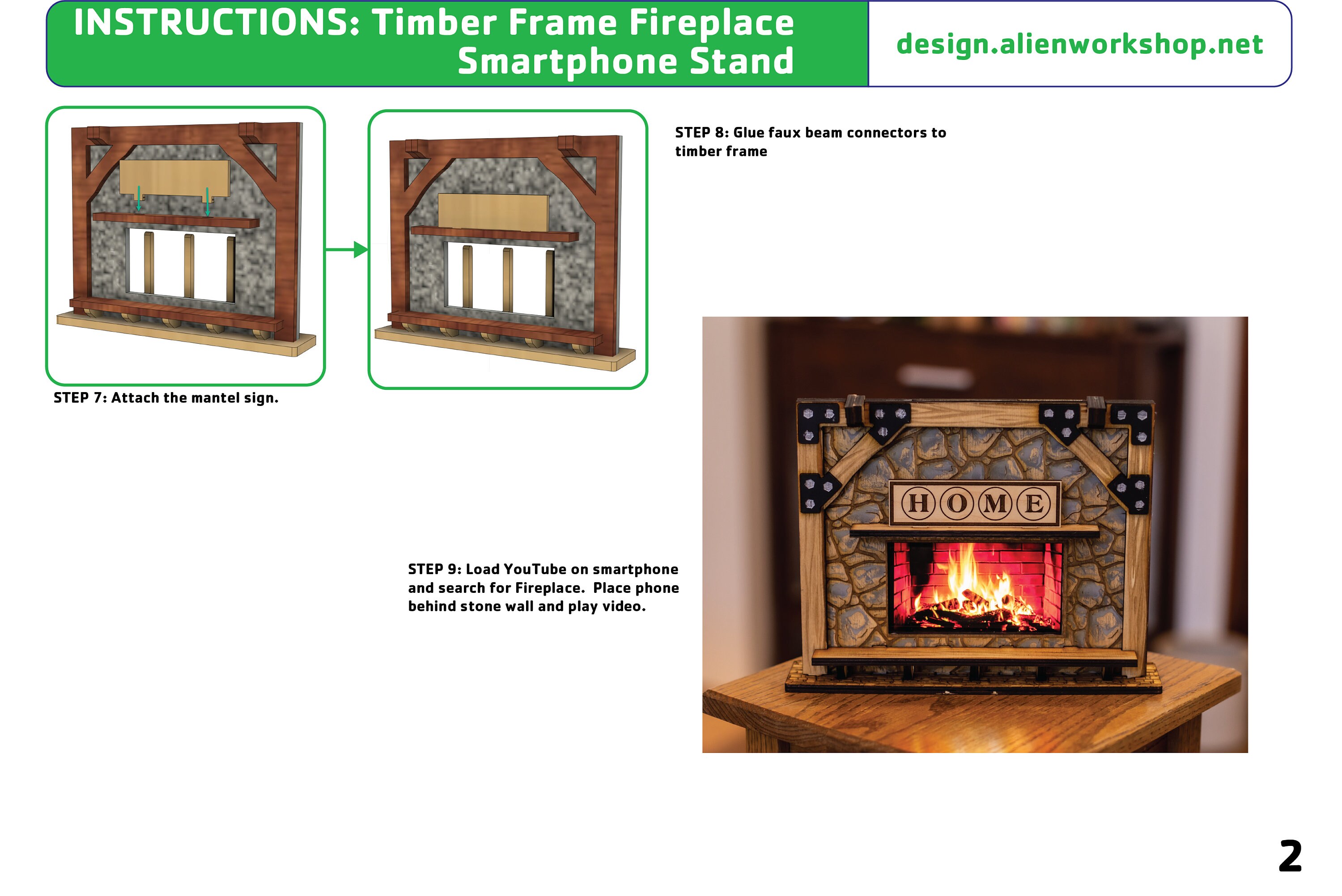 Timber Frame Desktop Fireplace Smartphone Stand digital - Etsy