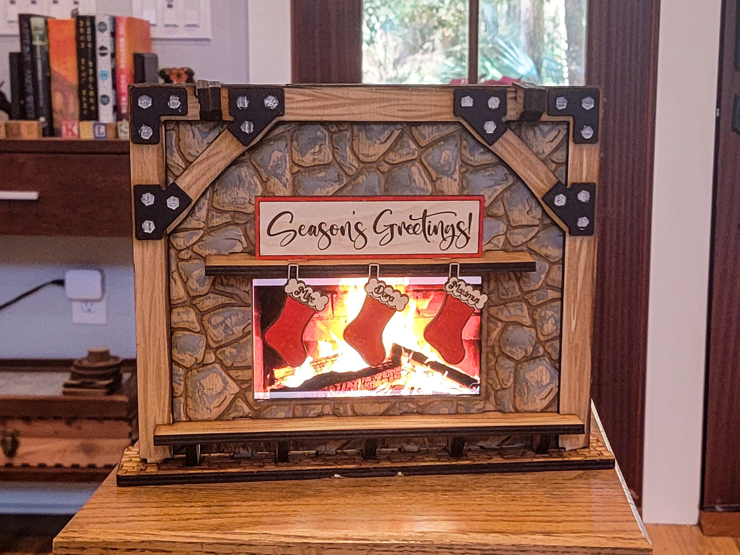 Timber Frame Desktop Fireplace Smartphone Stand digital - Etsy