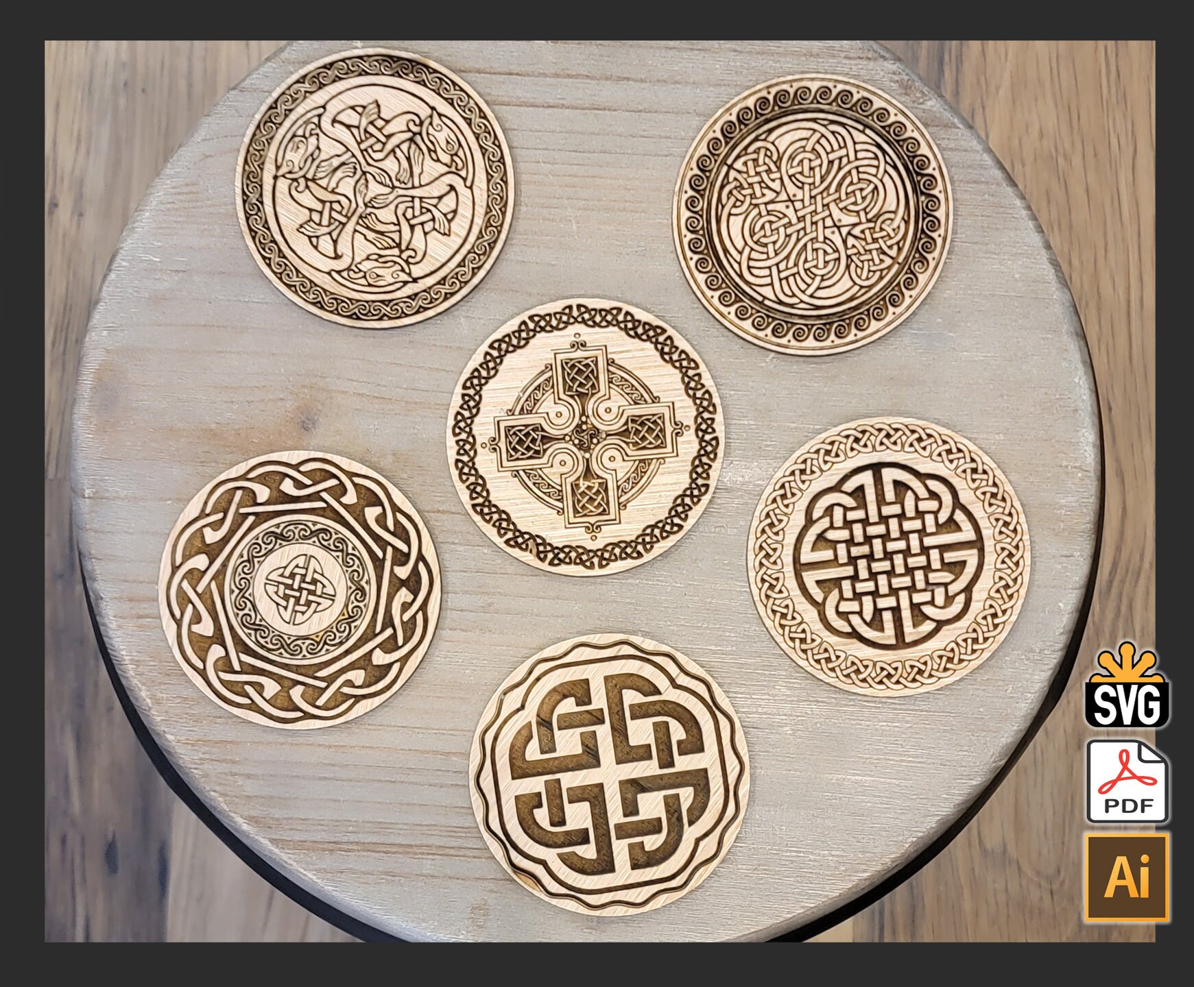 Celtic Coaster Set digital Download SVG PDF AI | Etsy