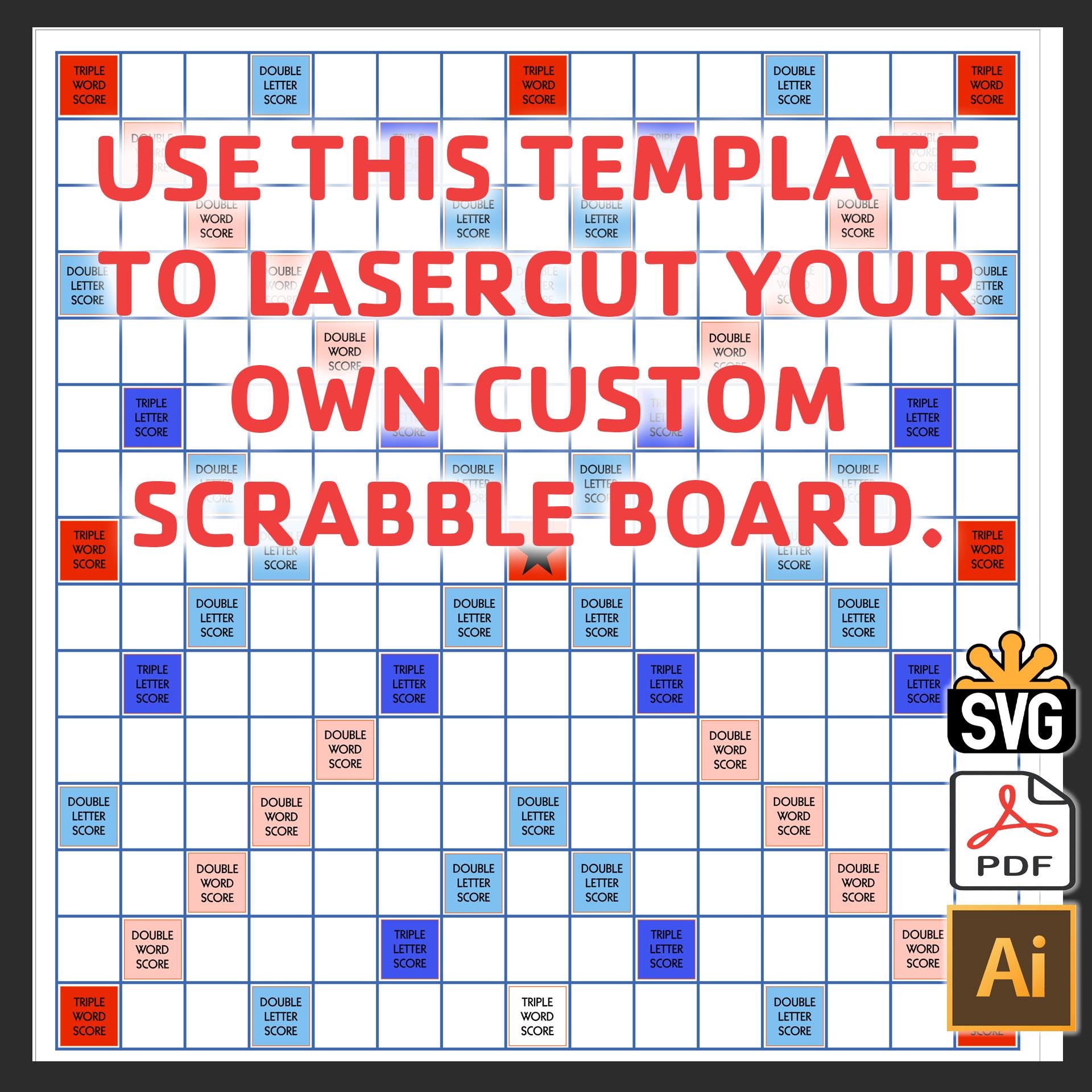 Lasercut Scrabble Board Template - (laser Ready Digital Download - AI ...