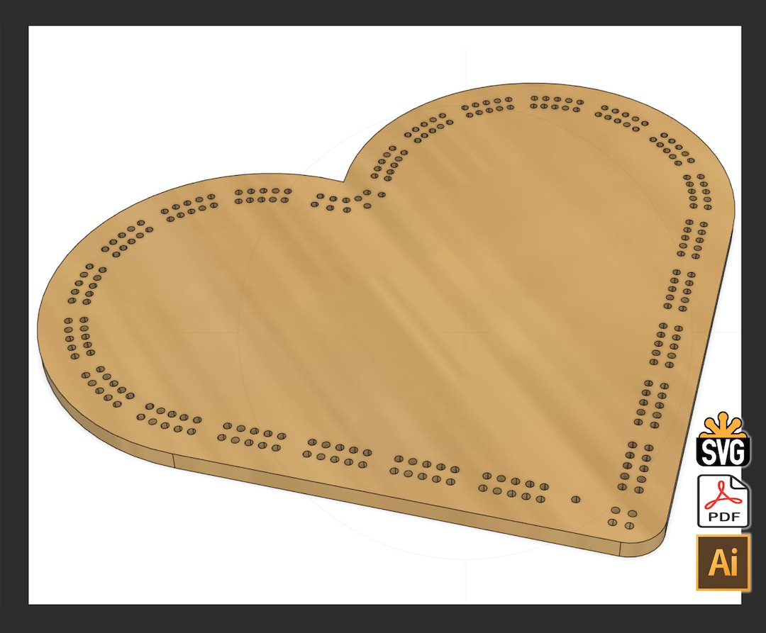 Heart Shaped Cribbage Template - (laser Ready Digital Download - SVG ...