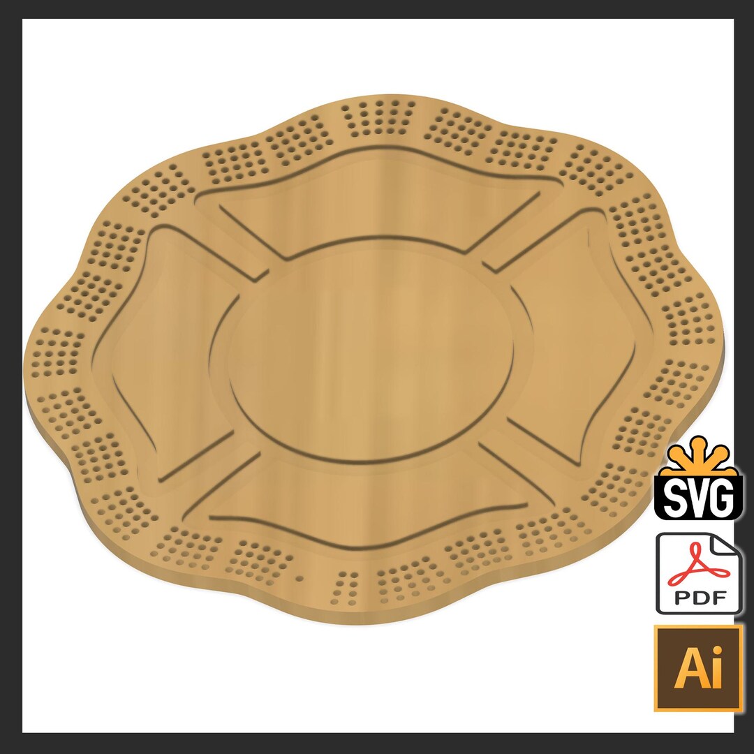 Fireman's Crest 3 & 4 Player Cribbage Template - (laser Ready Digital ...