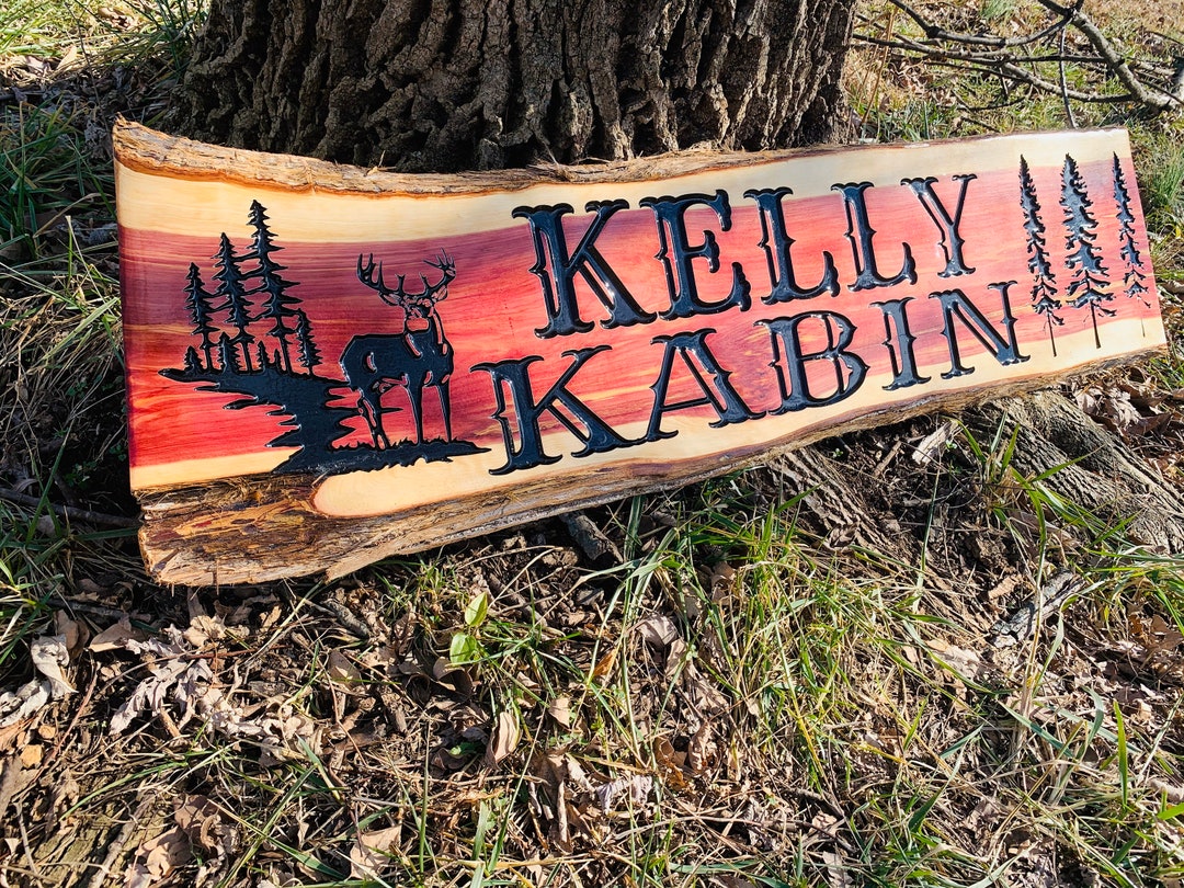 Custom Wooden Cabin Sign, Live Edge Wood, Live Edge Sign, Last Name ...