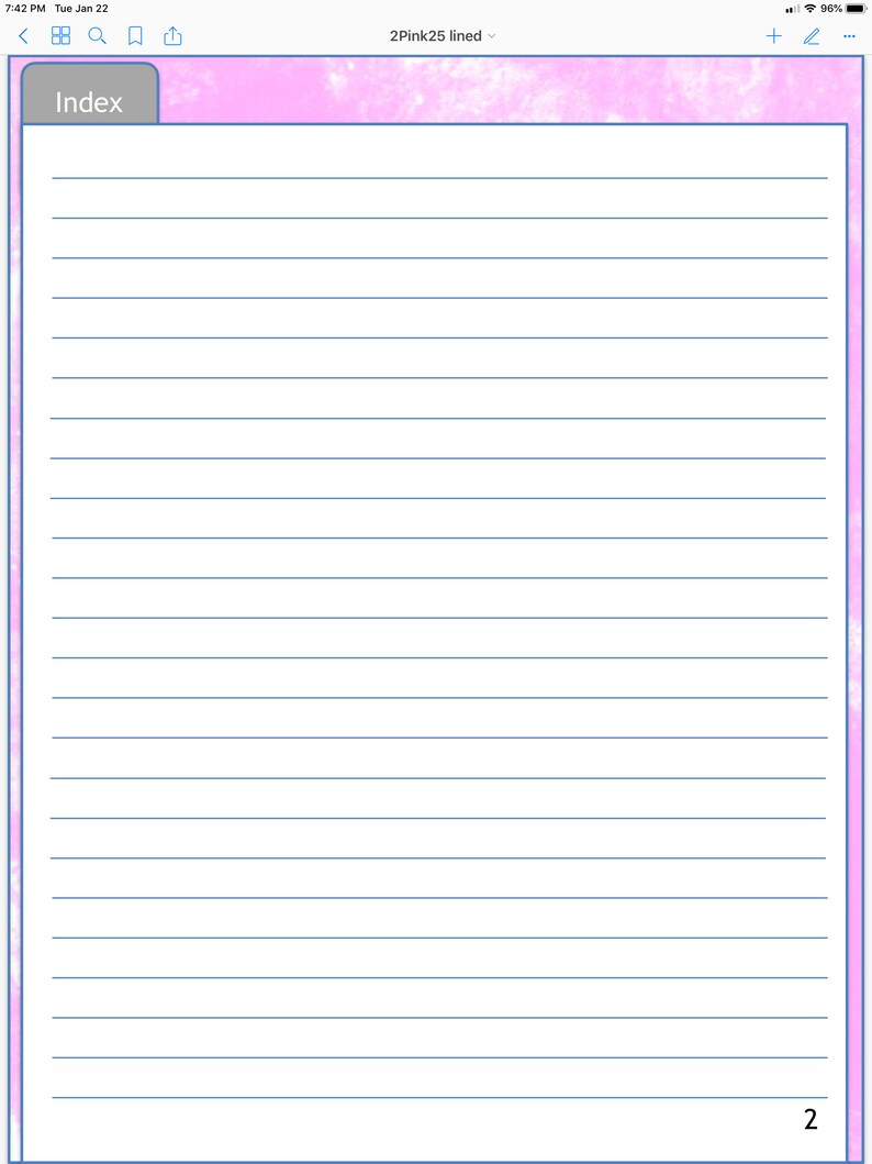 Indexed Digital Notebook lined Pages | Etsy