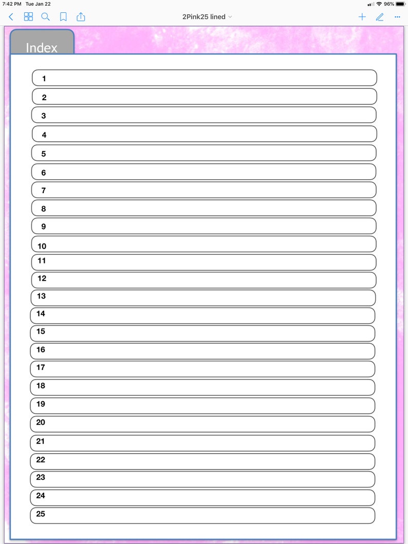Indexed Digital Notebook lined pages | Etsy