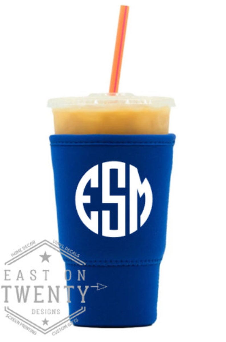 Custom Monogram Personalized Iced Coffee Tea Soda Drink Sleeve | Etsy