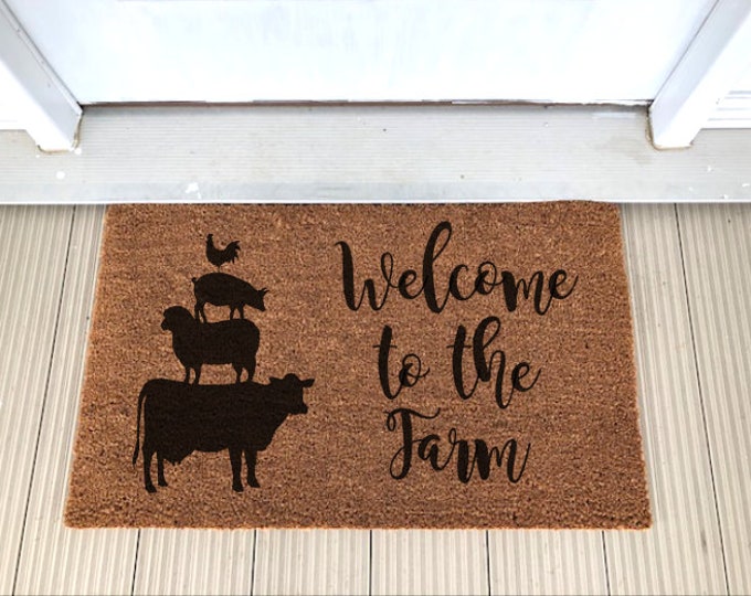 Coir Doormat Welcome to the Farm Door Mat Farmhouse Country - Etsy