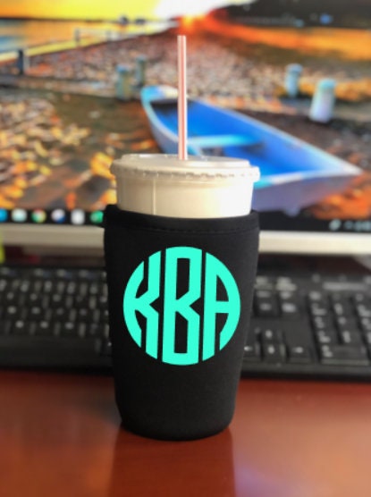 Custom Monogram Personalized Iced Coffee Tea Soda Drink Sleeve | Etsy