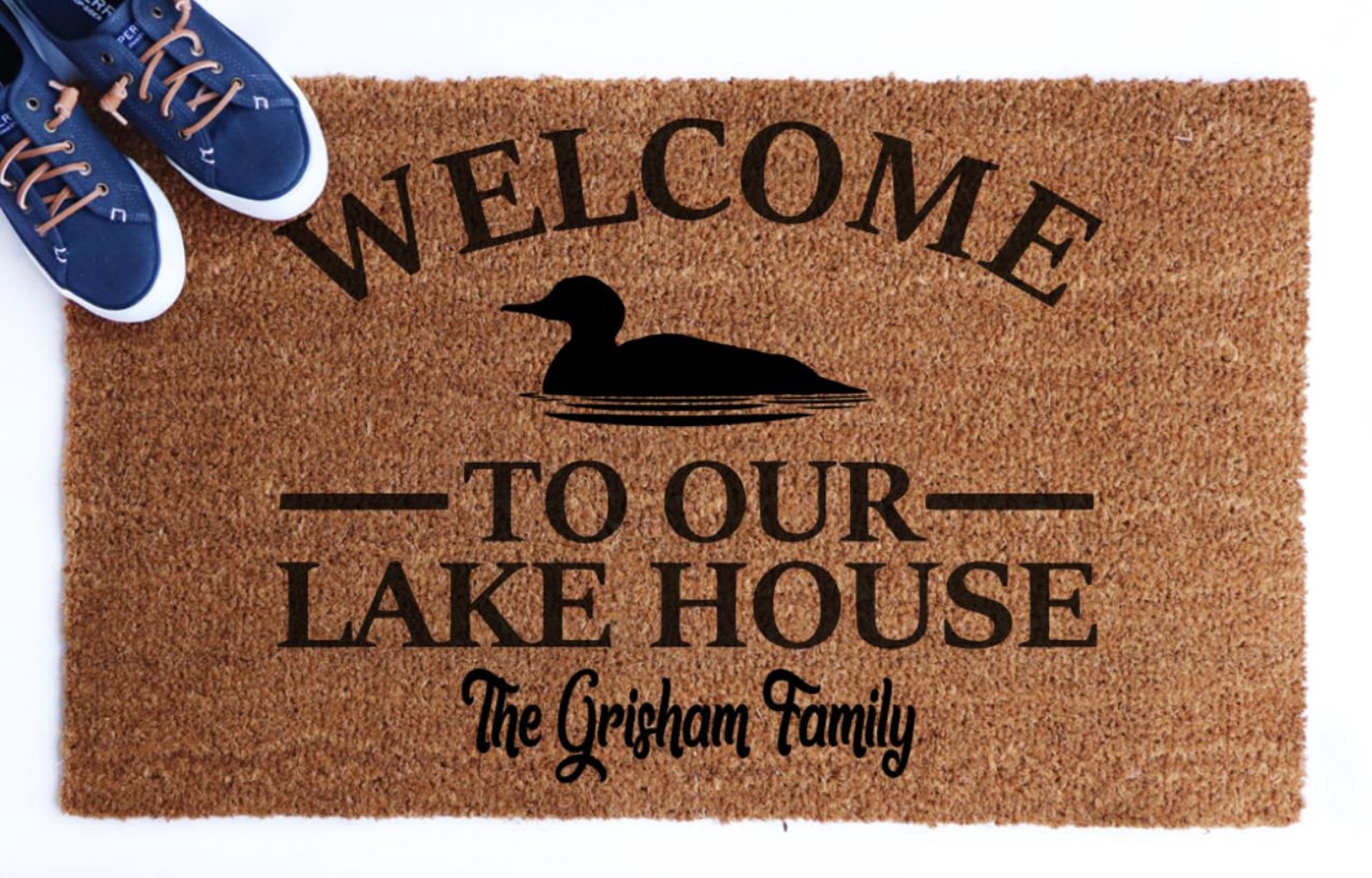 Welcome to Our Lake House Duck Door Mat Custom Coir Doormat - Etsy