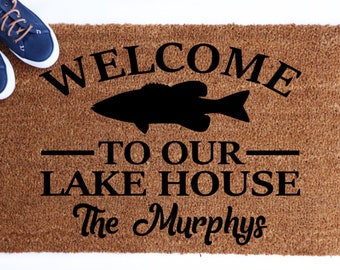 Welcome to Our Lake House Door Mat Custom Coir Doormat Personalized ...