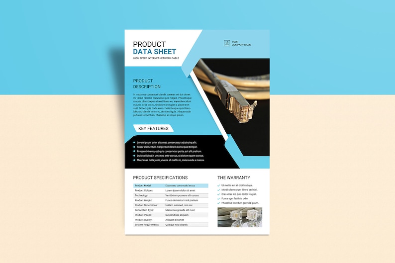 Product Data Sheet Template: Canva, Word & Photoshop (instant Download ...