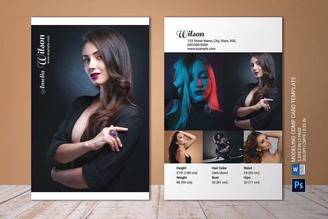 Modeling Comp Card Template | Model Z Card | Ms Word & Photoshop ...