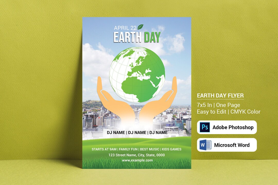 Earth Day Flyer Template Earth Day Invitation Template MS Word and ...
