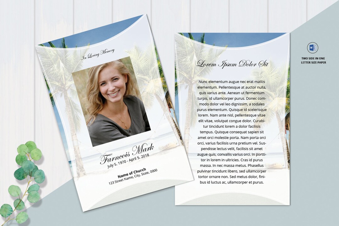 Printable Funeral Prayer Card | Memorial Prayer Card Template ...