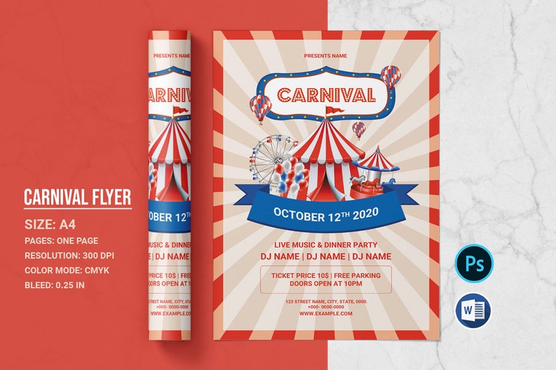 Carnival Flyer Template, Carnival & Fun Fair Flyer MS Word and ...