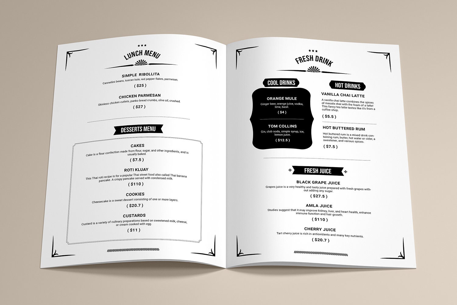 Restaurant Menu Brochure Template Retro Fast Food Menu Flyer - Etsy