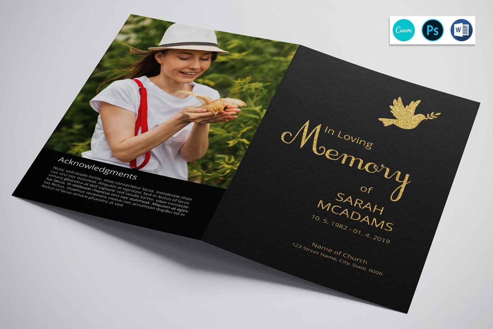 Printable Funeral Program Template, Obituary Template , Editable ...