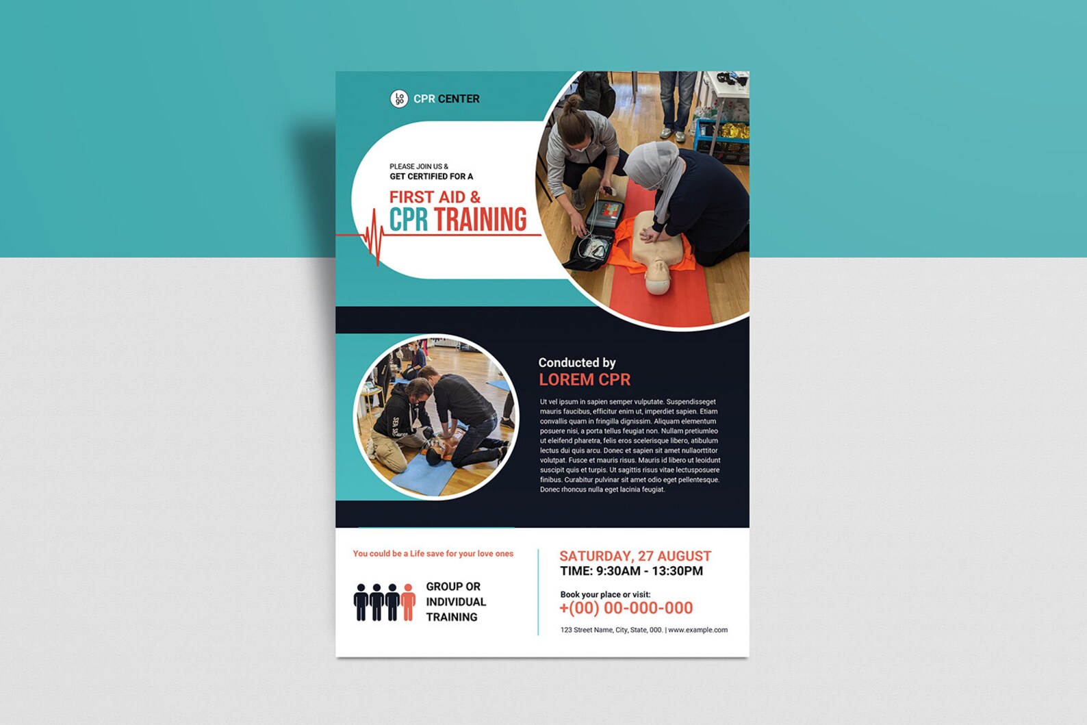 CPR Training Flyer Template: First Aid, Ms Word, Photoshop, Canva ...