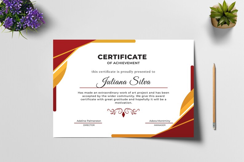 Printable Certificate of Achievement, Certificate Template MS Word , Illustrator and Canva ...