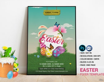Printable Easter Party Flyer Easter Egg Hunt Invitation Card Template ...