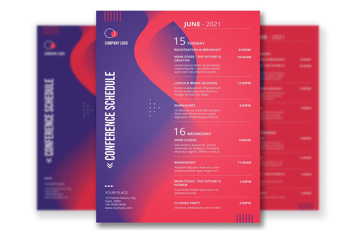Conference Schedule Flyer Template | Canva, Photoshop & Ms Word ...