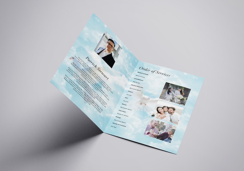 Heavenly Dove Funeral Program Template: Obituary, MS Word, Photoshop ...