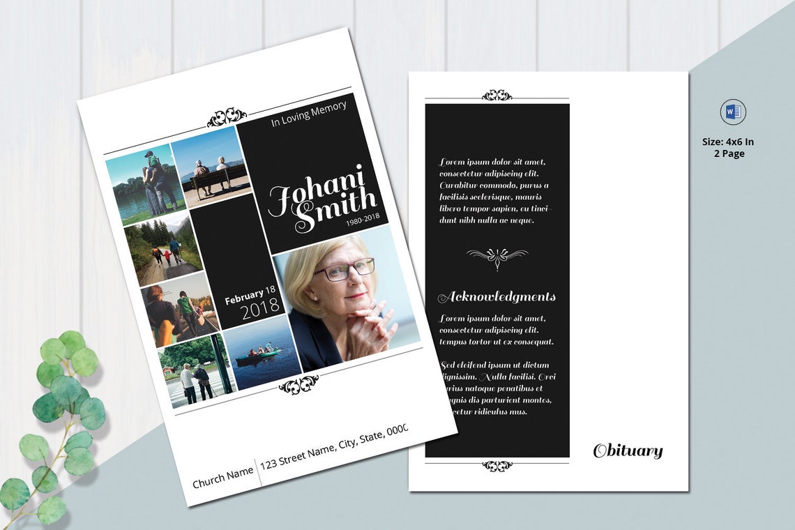 Prayer Card Template Memorial Funeral Program Card Template - Etsy