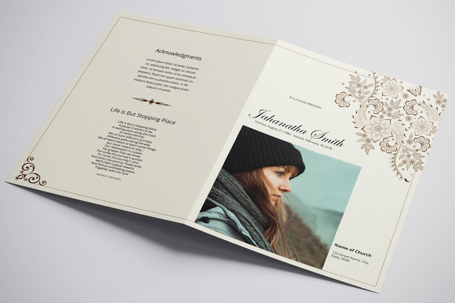 Printable Funeral Program Template: Editable Obituary, Memorial ...
