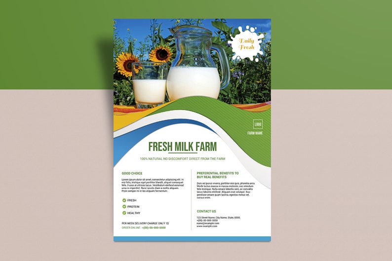 Milk Shop Flyer Template: Fresh Milk Advertising (MS Word & Photoshop ...