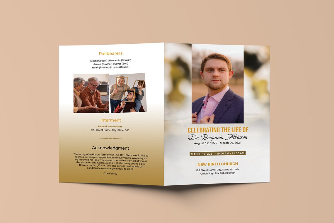 Elegant Funeral Program Template Funeral Template Word - Etsy