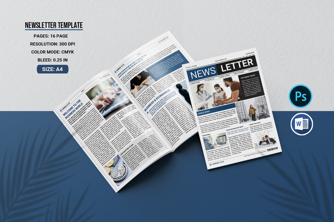 Corporate Newsletter Template: 16 Page, A4 (ms Word & Photoshop ...