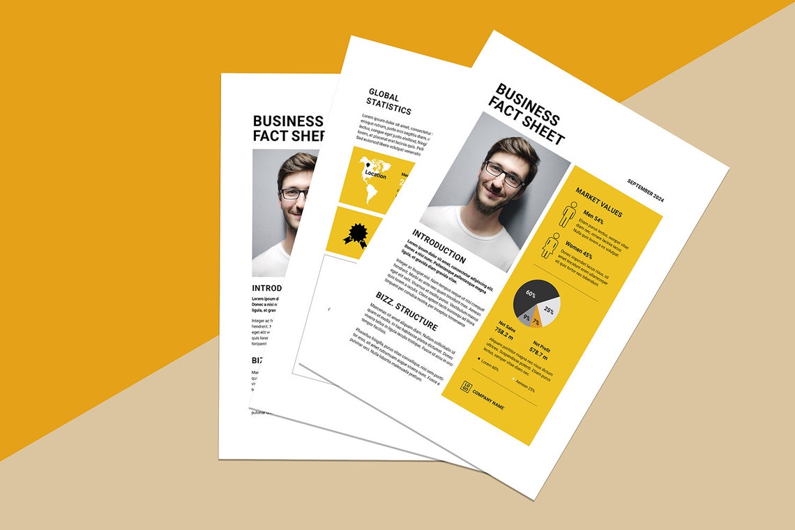 Business Fact Sheet Template: Editable Company Overview (A4 & US Letter ...