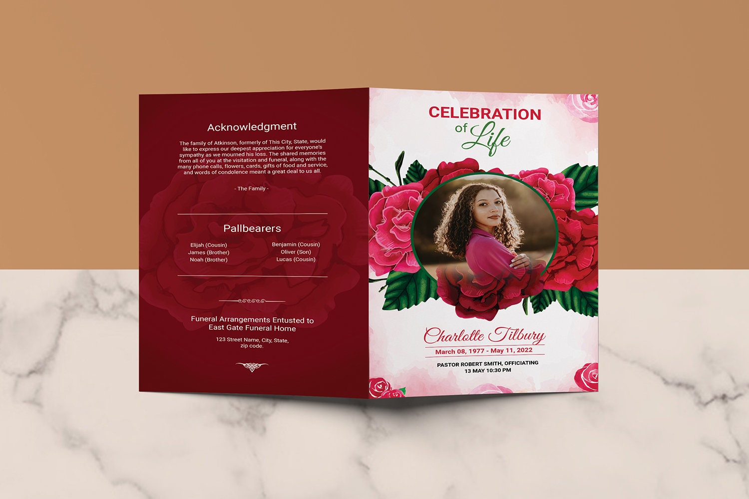 Floral Funeral Program Template 8 Page Funeral Booklet - Etsy