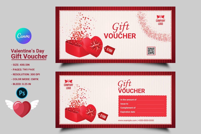 Valentine’s Day Gift Voucher Template | Gift Certificate | Canva and ...