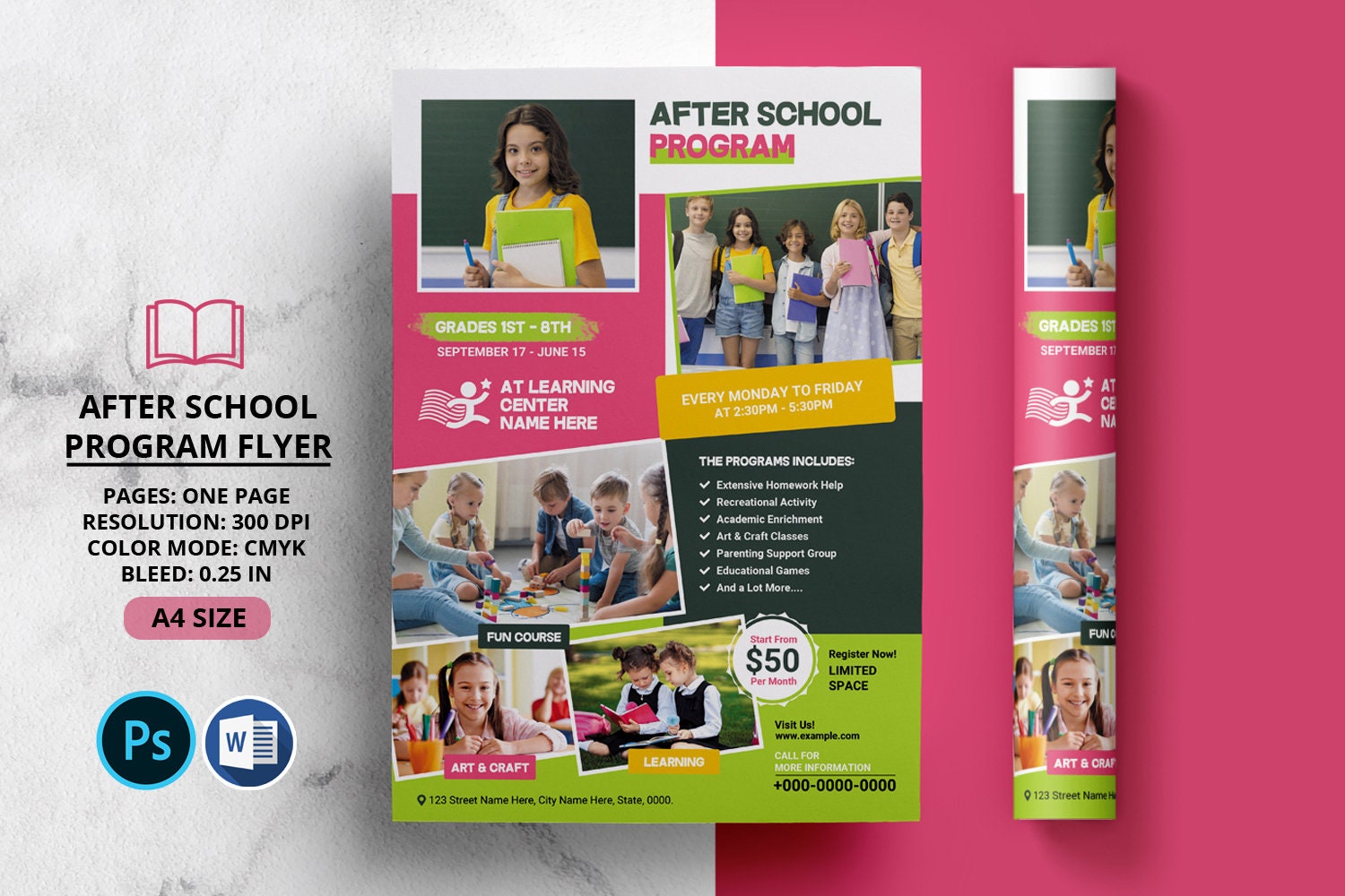 After School Program Flyer Template Photoshop and Ms Word Template ...
