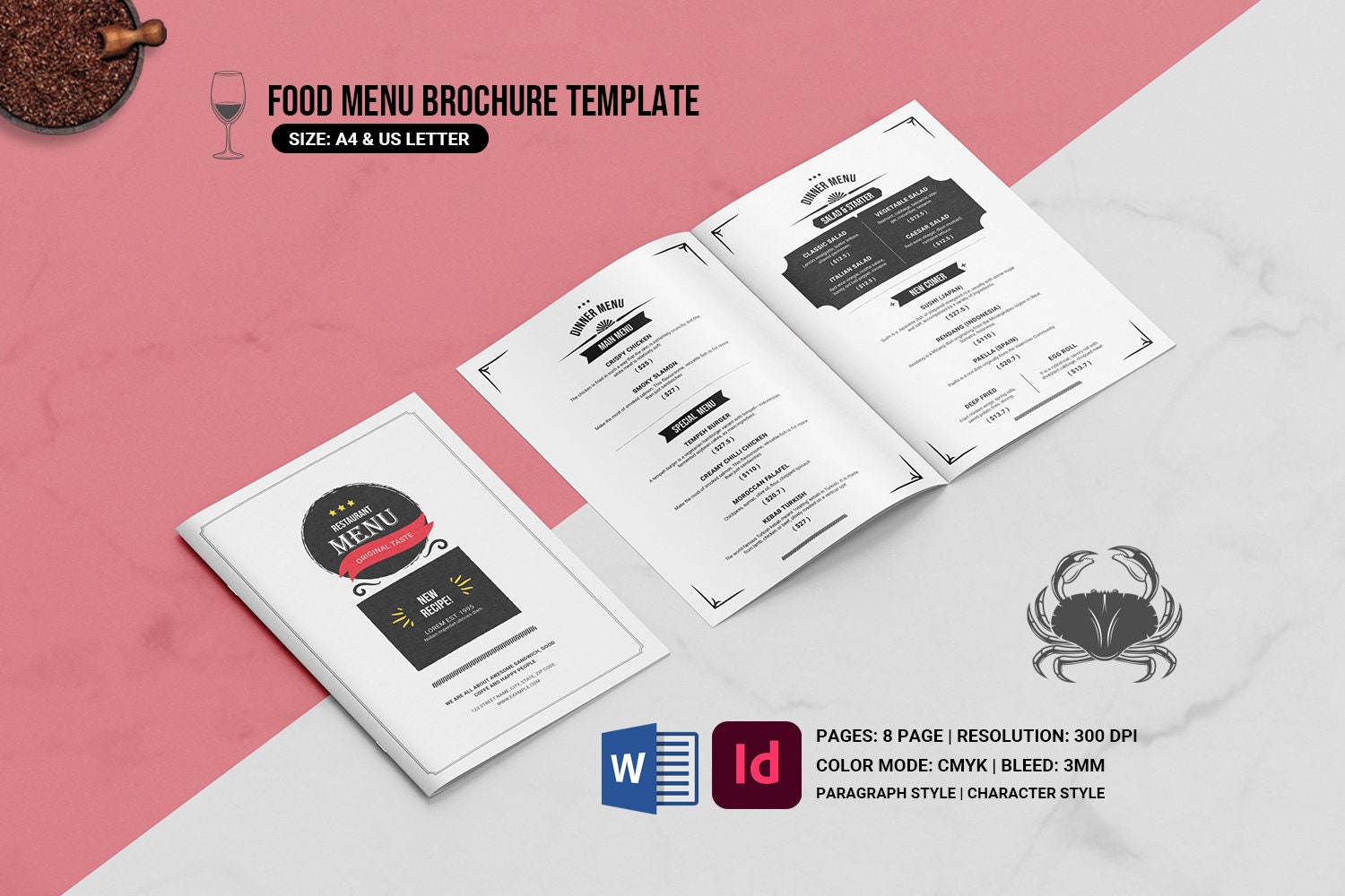 Restaurant Menu Brochure Template Retro Fast Food Menu Flyer - Etsy