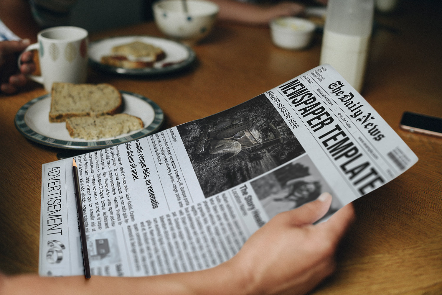 One Page Newspaper Template Adobe Photoshop & MS Word - Etsy Israel