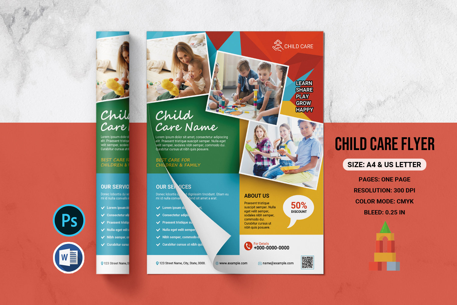 Child Care Flyer Template | A4 and Us Letter Size, Ms Word and ...